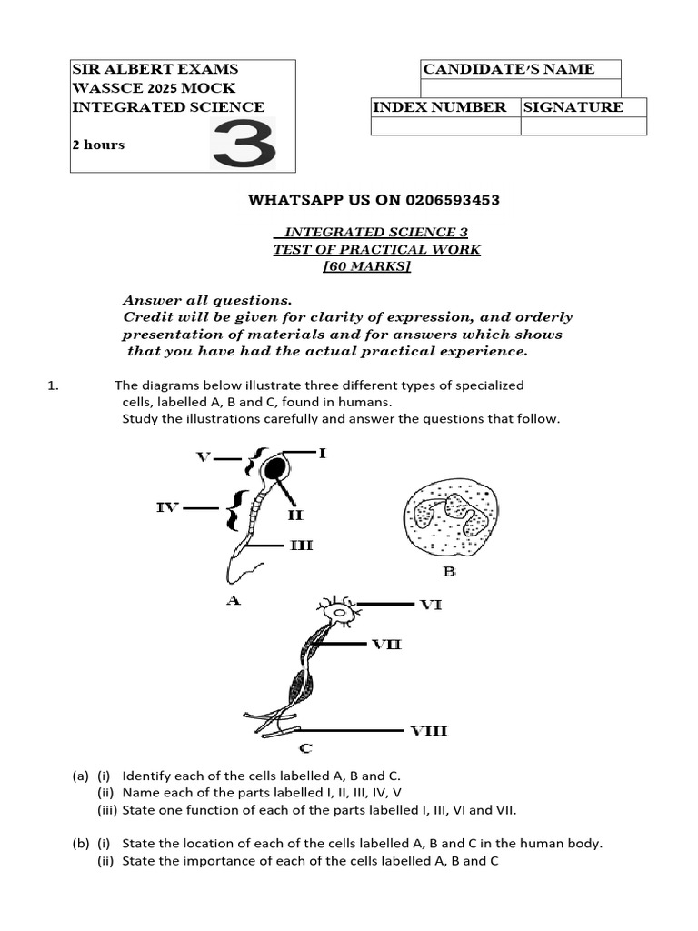 Wassce Int. Science Mock Paper 3 | PDF | Experiment