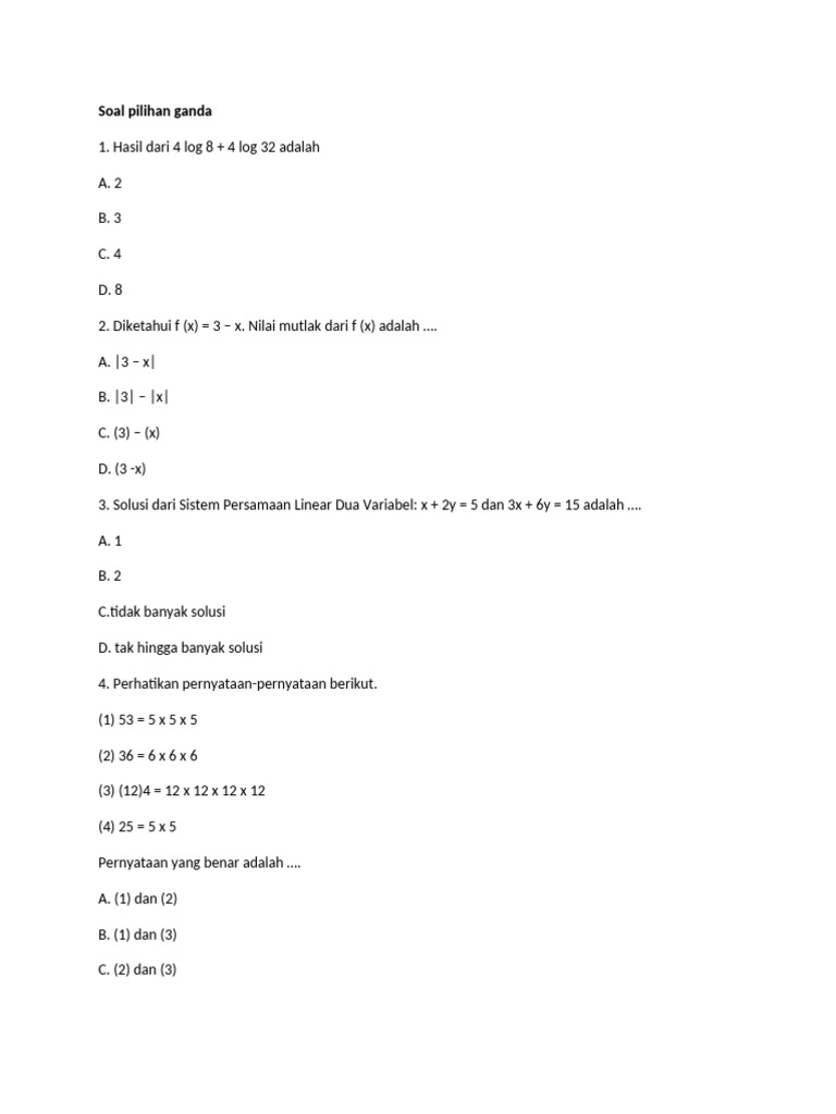 Soal Mtk Kelas 10 | PDF