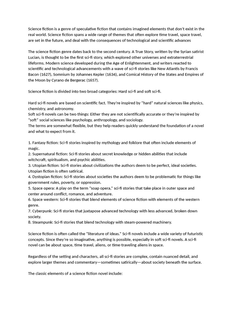 Overview of Science Fiction Genres | PDF | Science Fiction | Science