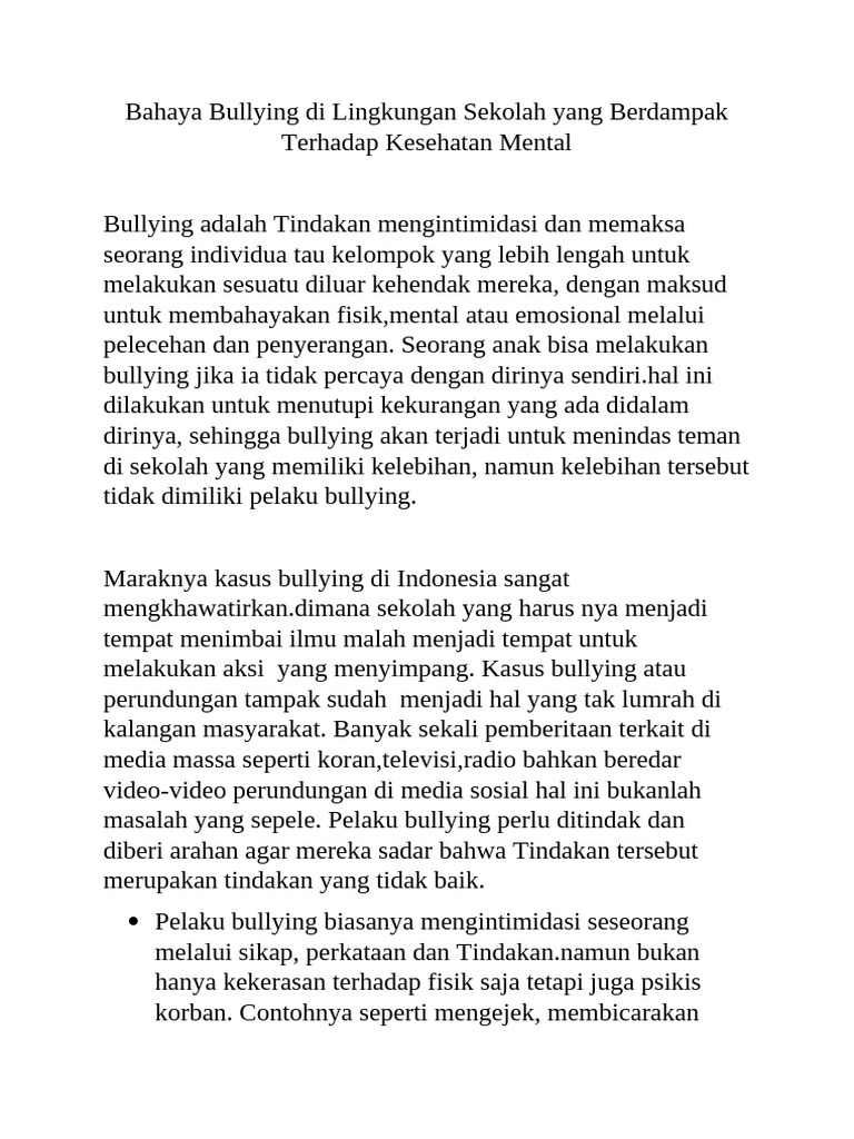Bahaya Bullying Di Lingkungan Sekolah Yang Berdampak Terhadap Kesehatan ...