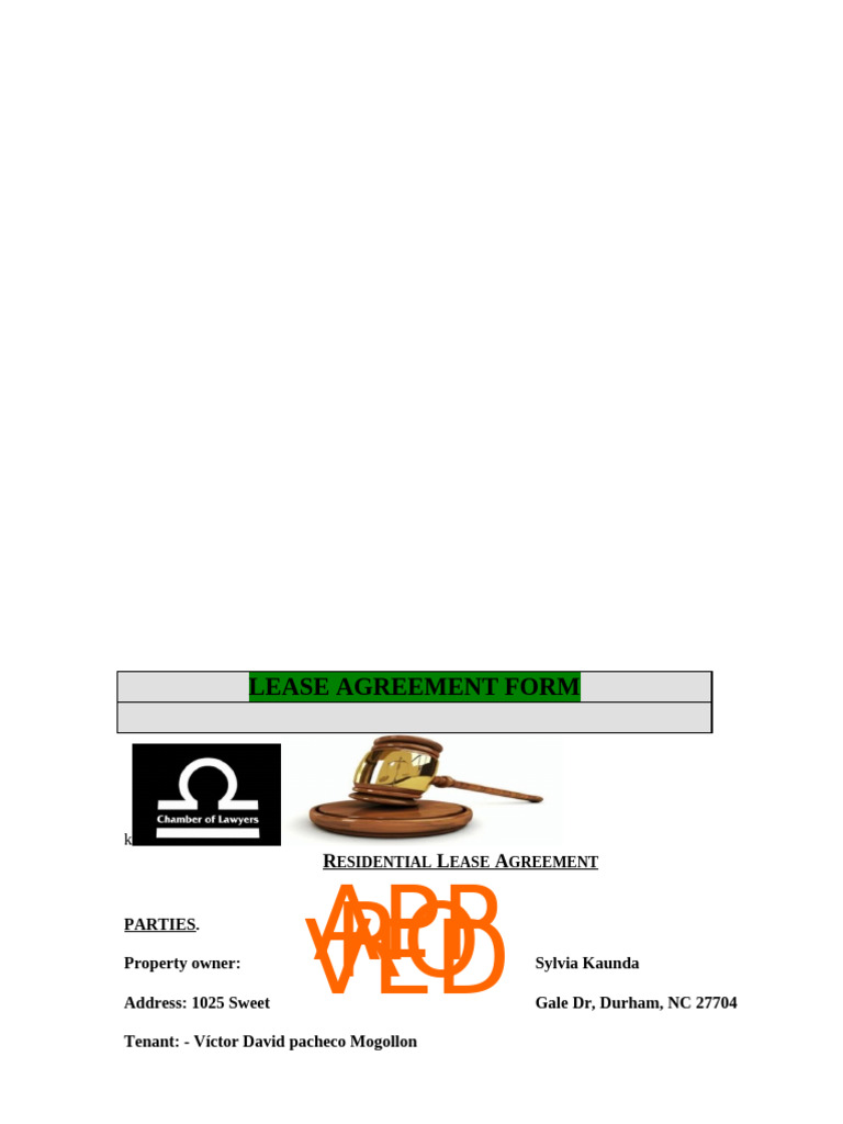 One Year House Contract | PDF | Leasehold Estate | Lease