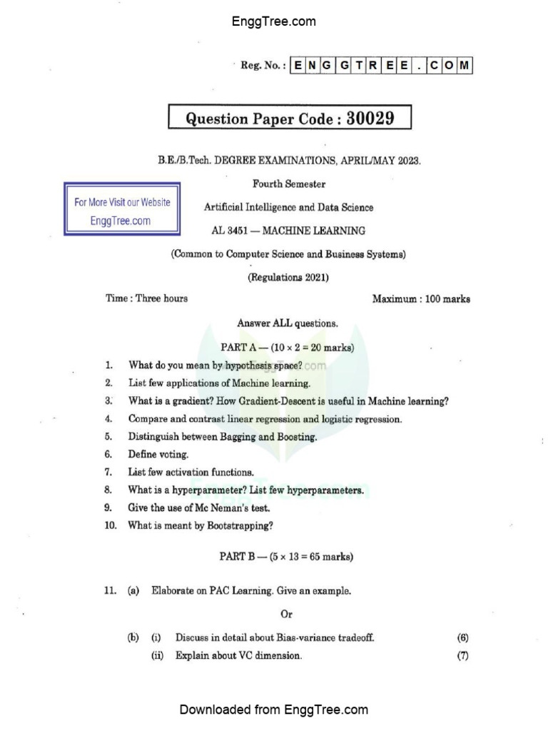 AL3451-Machine-Learning-Apr-May-2023-Question-Paper-Download | PDF