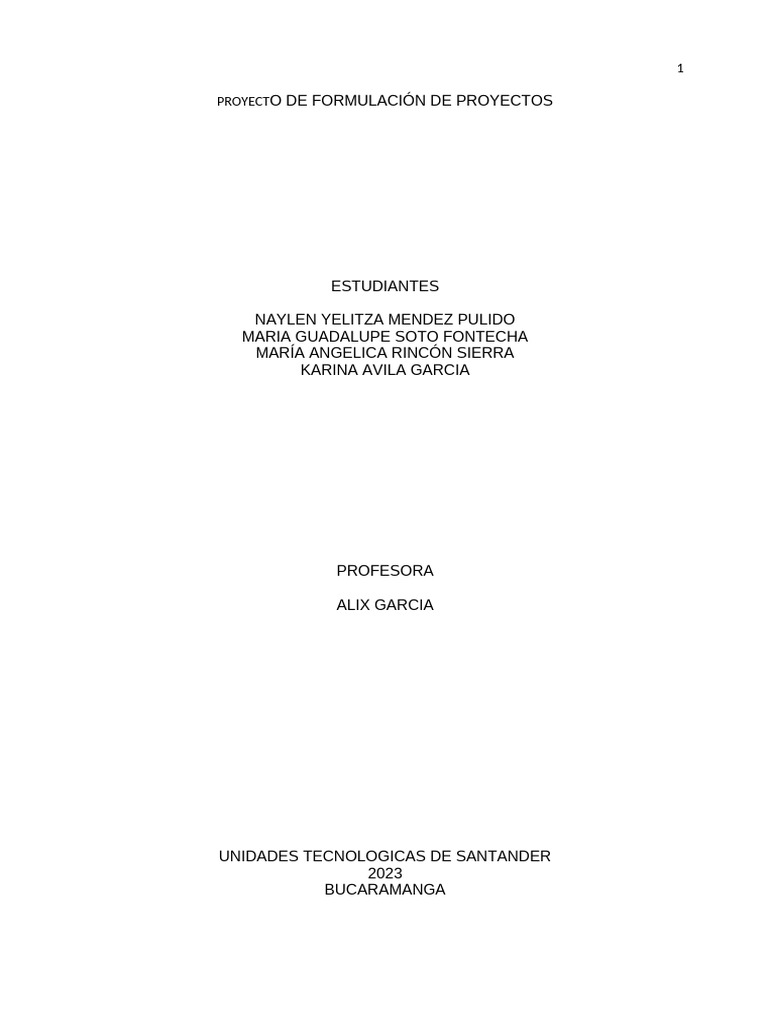 TRABAJO DE FORMULACION DE PROYECTOS Terminado | PDF | Plan de estudios