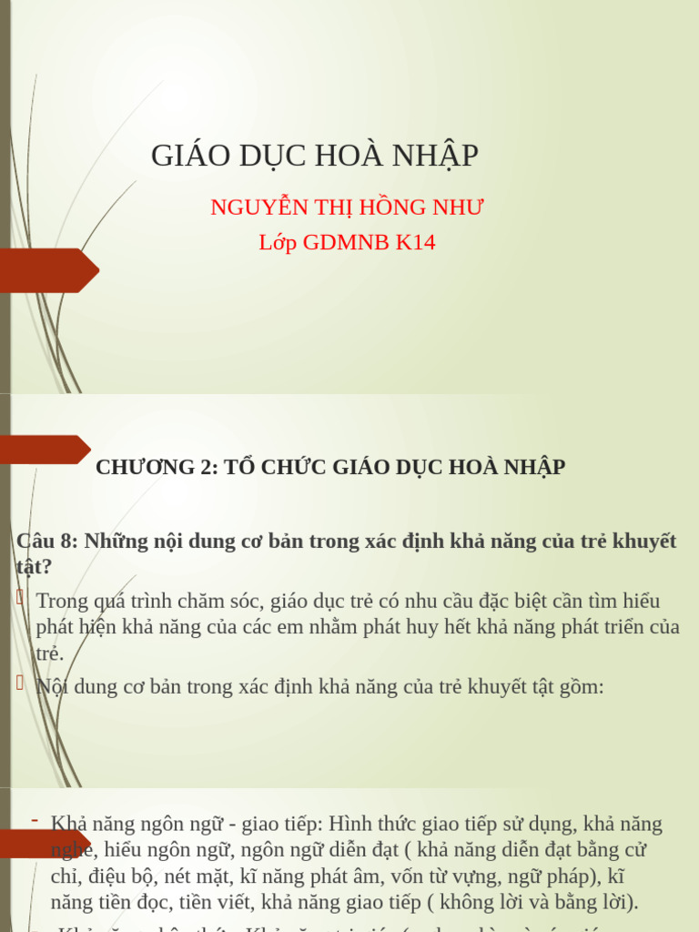 GIÁO DỤC HOÀ NHẬP H.NHU | PDF