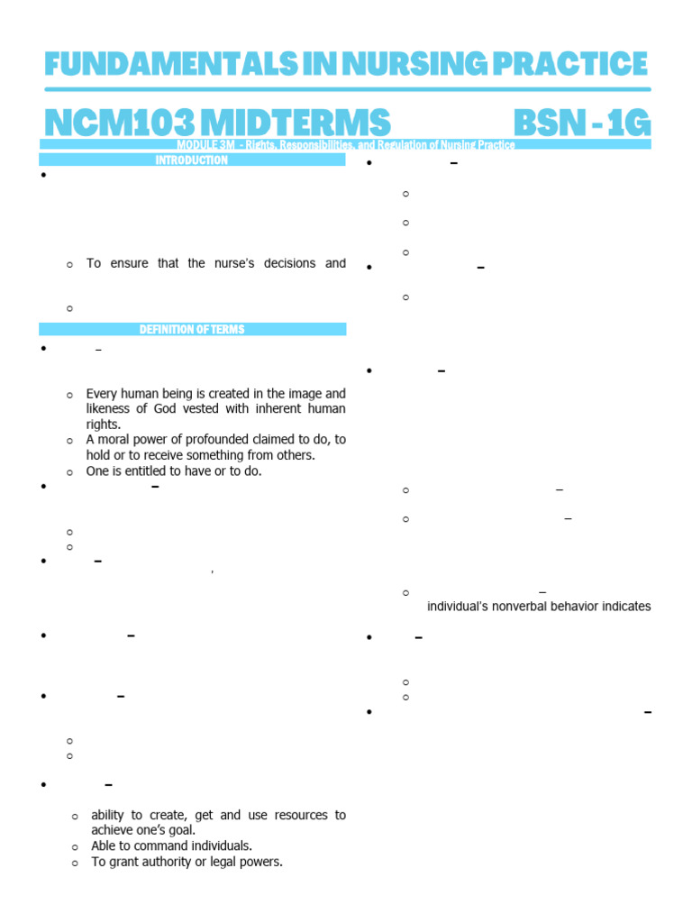 NCM 103 Transes Module 3m Rights Responsibilities and Regulation of ...
