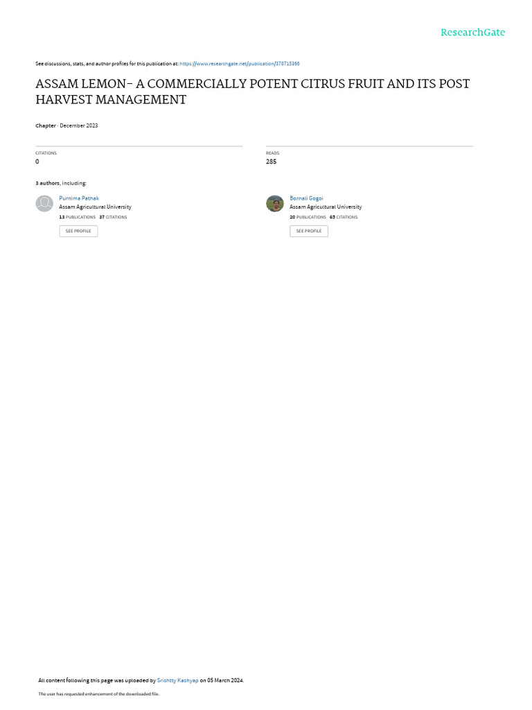 Assam Lemon: Post-Harvest Management Guide | PDF | Food Preservation ...