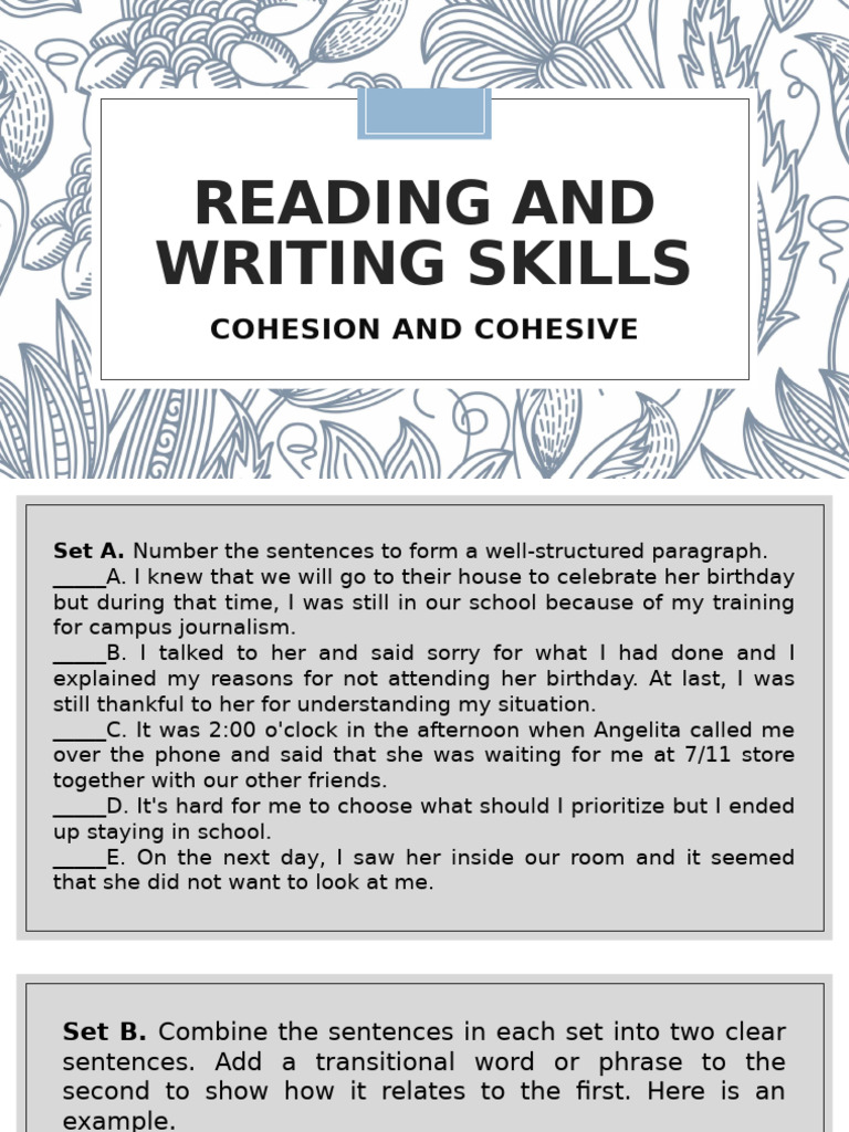 Cohesion and Cohesive | PDF | Sentence (Linguistics) | Language Mechanics