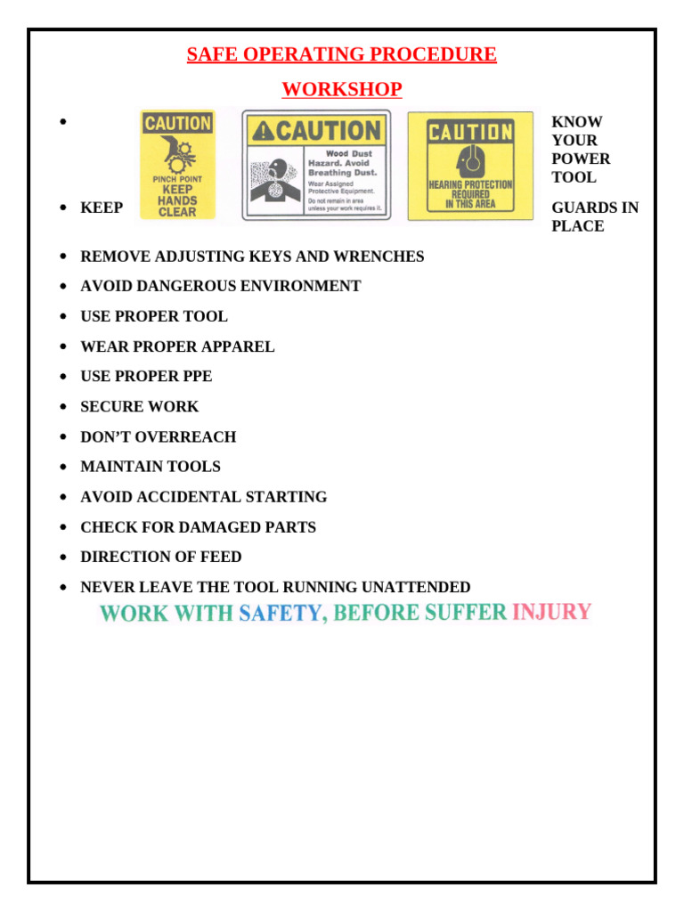 Safe Power Tool Operating Procedures | PDF