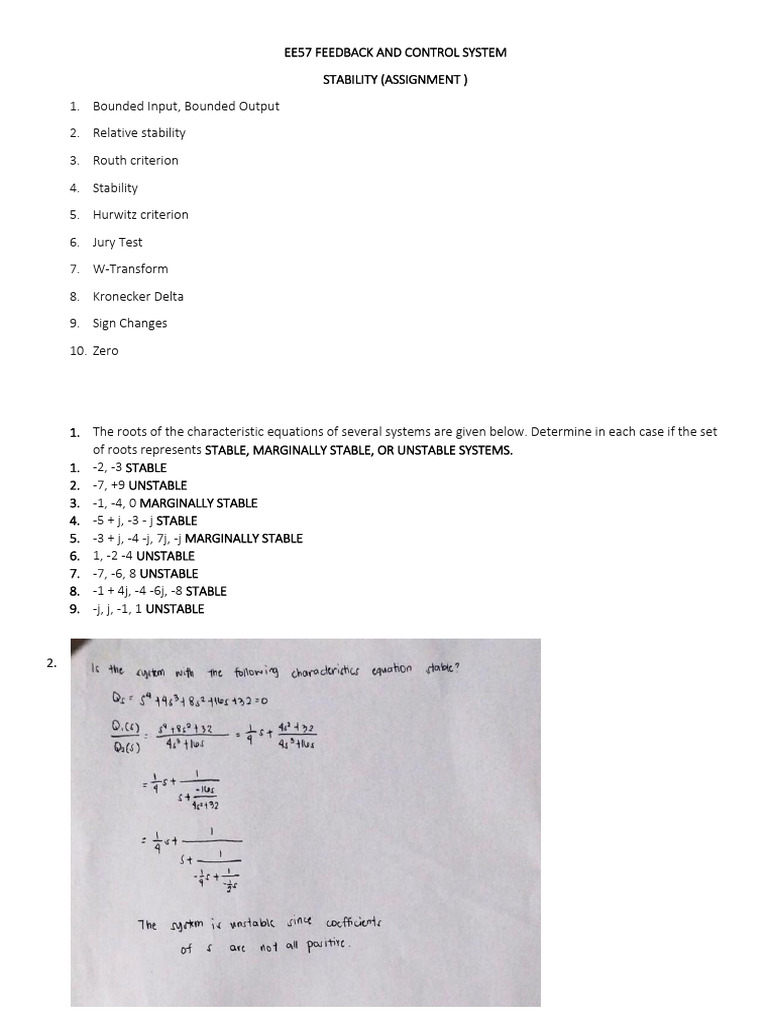 Control System Stability Analysis | PDF