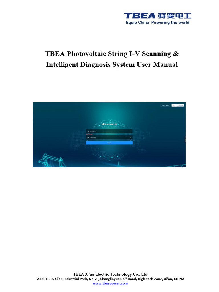 TBEA PV String I-V Scanning & Intelligent Diagnosis System User Manual ...