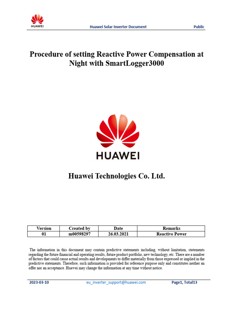 Reactive Power Compensation for Huawei Inverters | PDF | Power Inverter ...