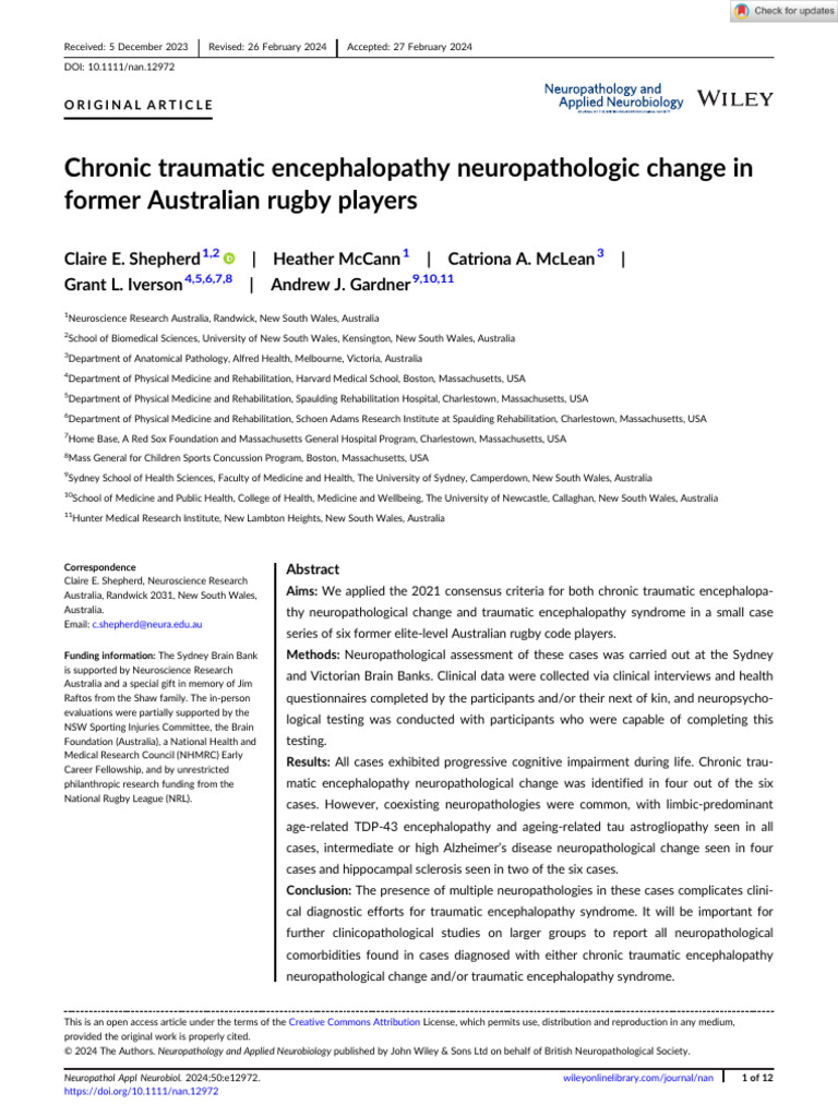 H137 NO CLASIFICA | PDF | Chronic Traumatic Encephalopathy | Dementia
