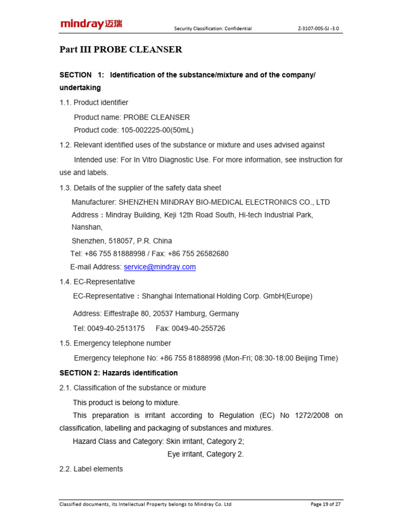 MSDS - M52 Probe Cleanser | PDF | Occupational Safety And Health