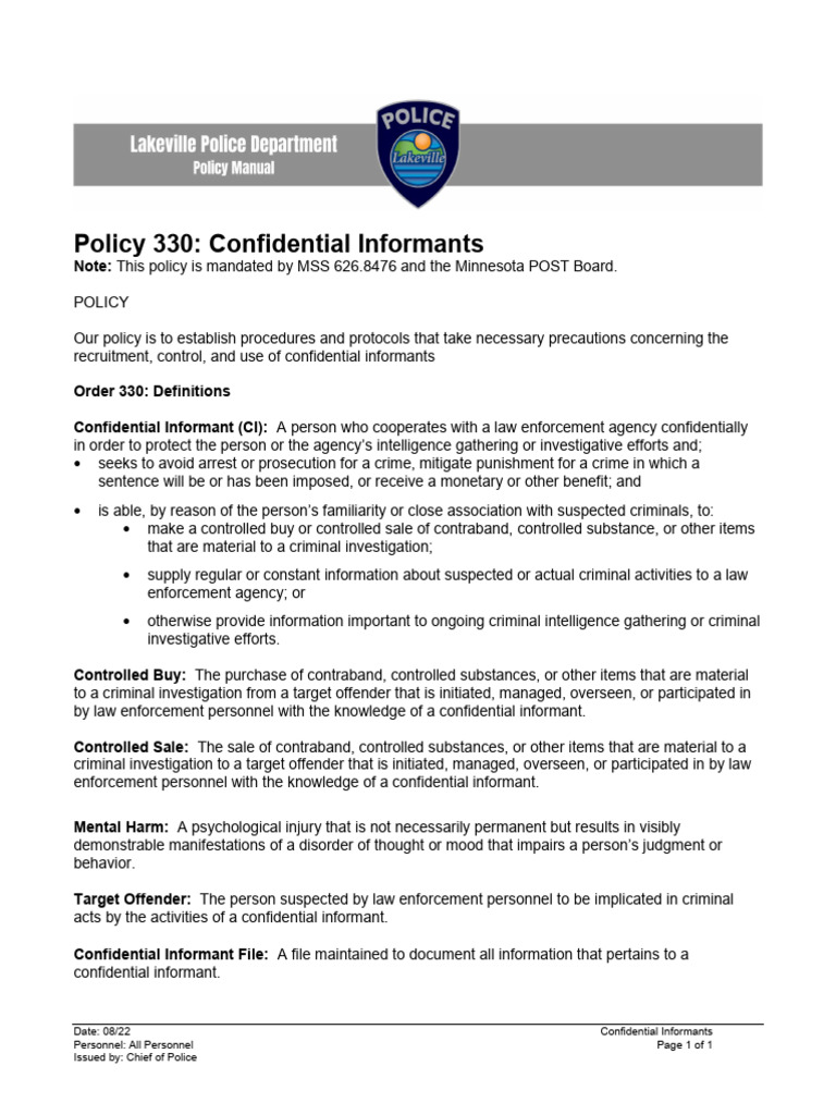 Confidential Informants PDF | PDF | Crimes | Crime & Violence