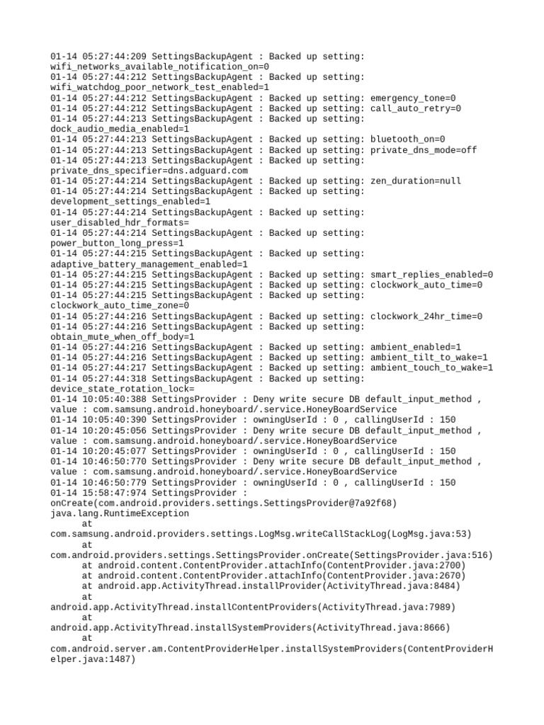 Settings Provider | PDF | Software | System Software