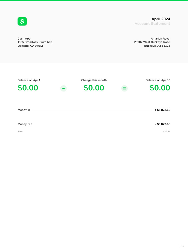 April 2024 Cash App Statement | PDF | Annual Percentage Rate | Cash