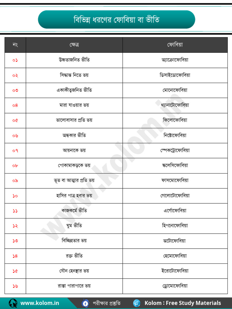 List of Phobias | PDF