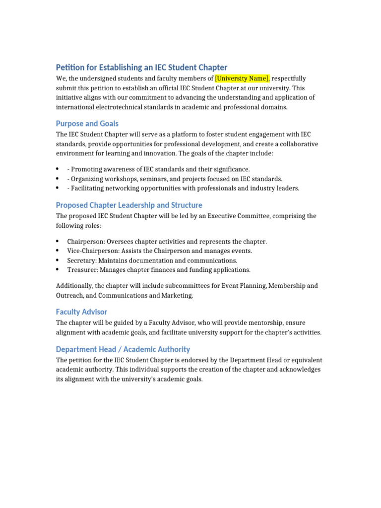 IEC Student Chapter Petition With Signatures | PDF | International Electrotechnical Commission