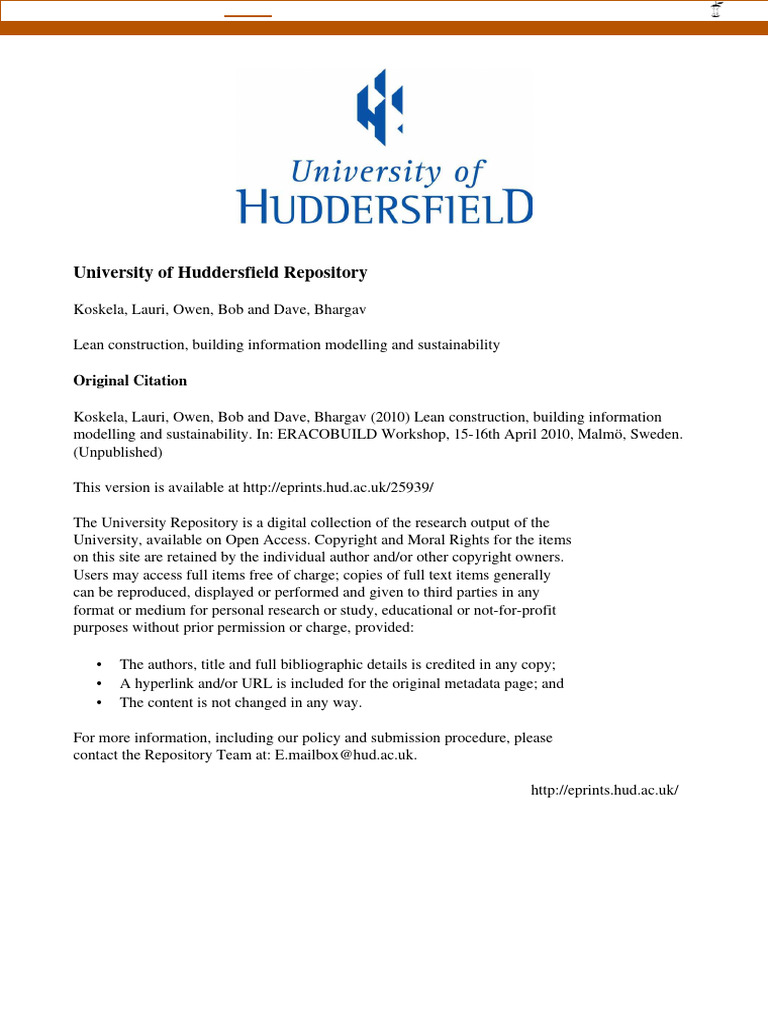 University of Huddersfield Repository: Original Citation | PDF | Building Information Modeling ...