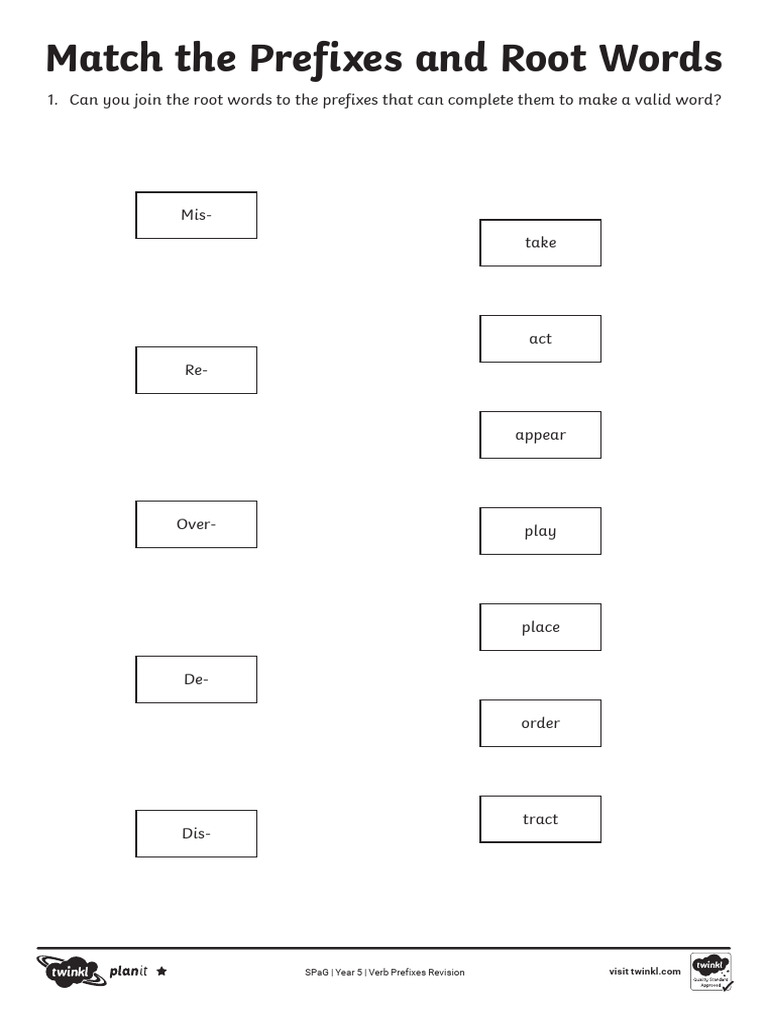 T2 E 1955 Match The Prefixes and Root Words Differentiated Worksheet ...