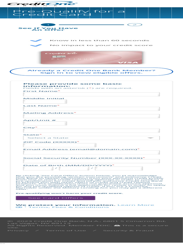 Pre-Qualify for Credit Card Offers | PDF