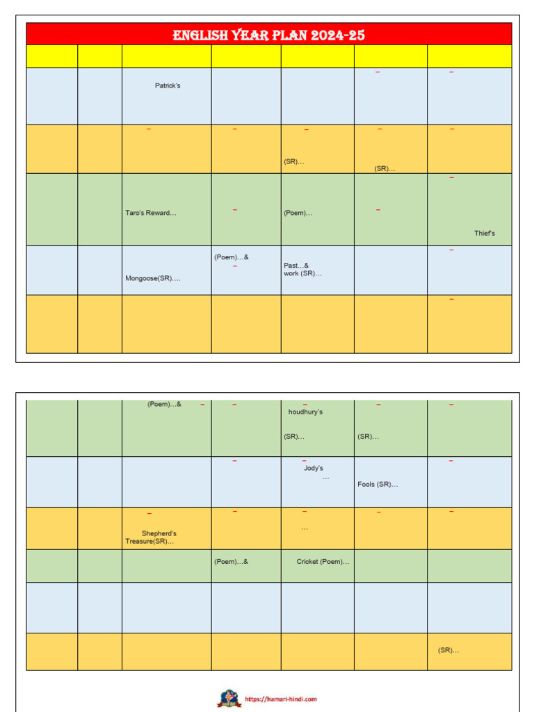 ENGLISH-YEAR-PLAN-2024-2025 | PDF