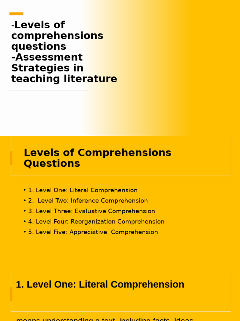 Levels of Comprehension Questions | PDF | Reading Comprehension ...