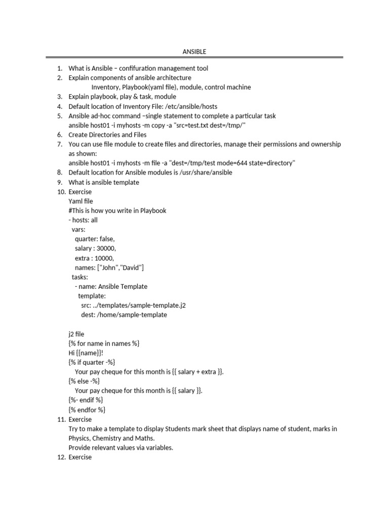 ANSIBLE Interview Questions | PDF | System Software | Software Development