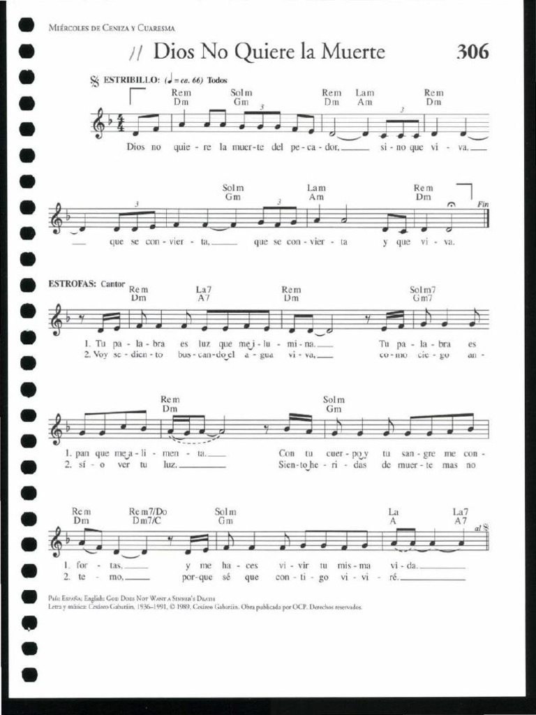 Dios No Quiere La Muerte - Cesáreo Gabaráin (Partitura) | PDF
