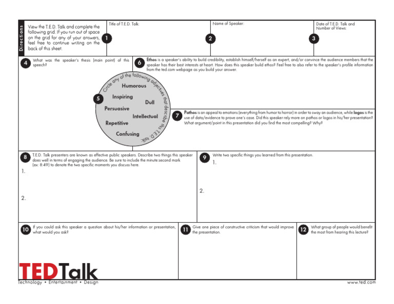 TED Talk Reaction Sheet | PDF | Persuasion | Human Communication