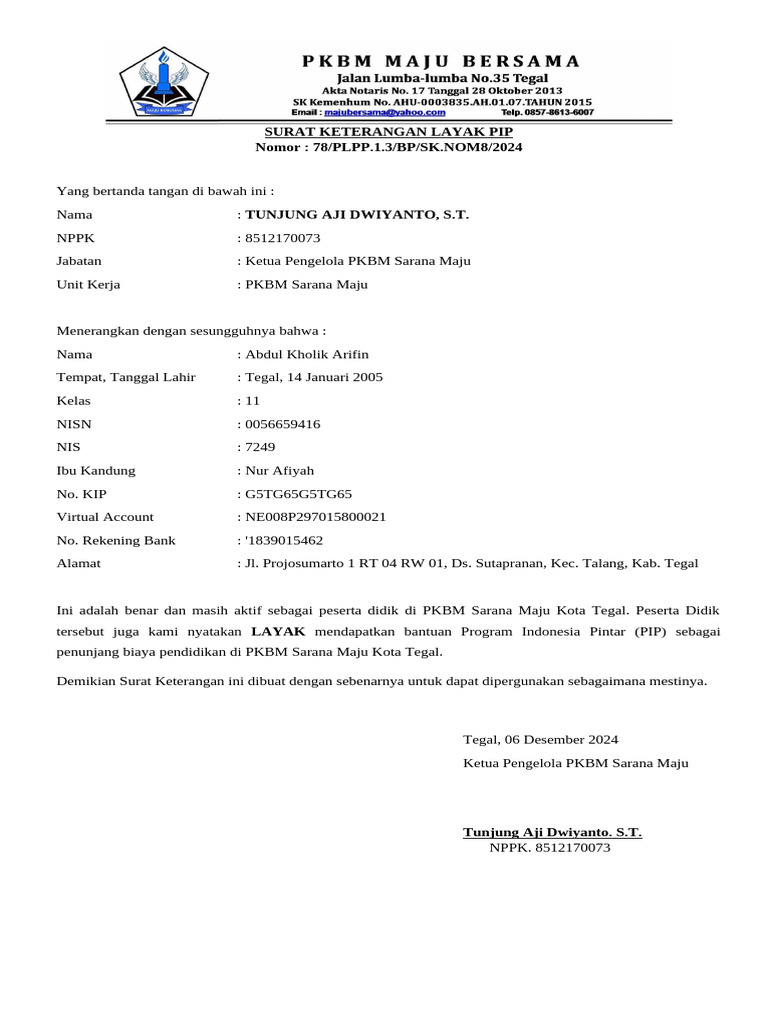 Suket Layak Pip 2024 | PDF