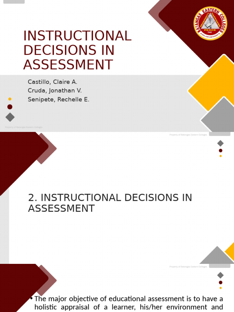 Instructional Decisions in Assessment | PDF | Educational Assessment ...