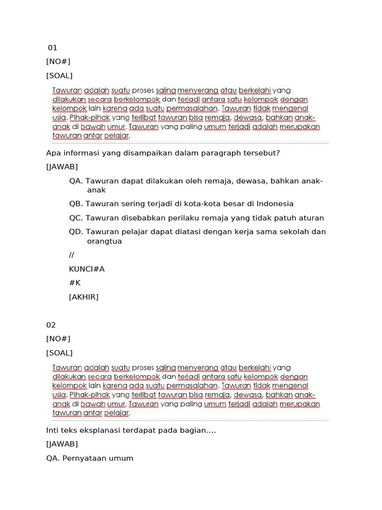 Soal Edit Bindo Pas | PDF