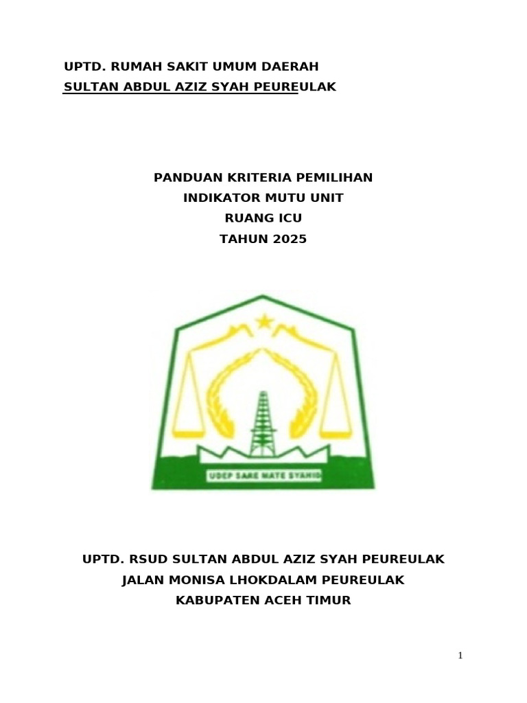 Panduan Indikator Mutu Ruang ICU 2025 | PDF