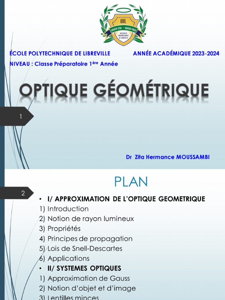 OPTIQUE GEOMETRIQUE Prépas 1 2023-2024 | PDF