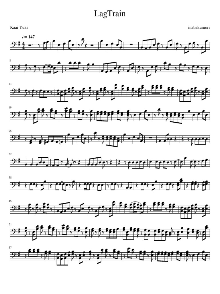 LagTrain Sheet Music by inabakumori | PDF