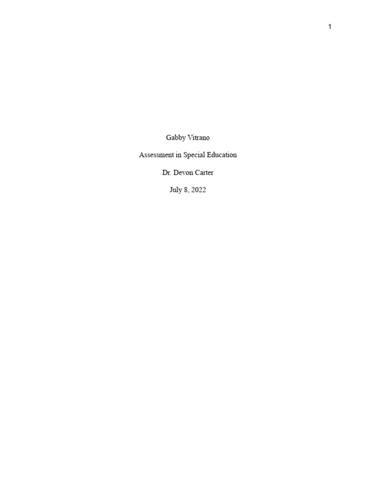 Final Project - Assessment in Special Education | PDF | Communication | Skill