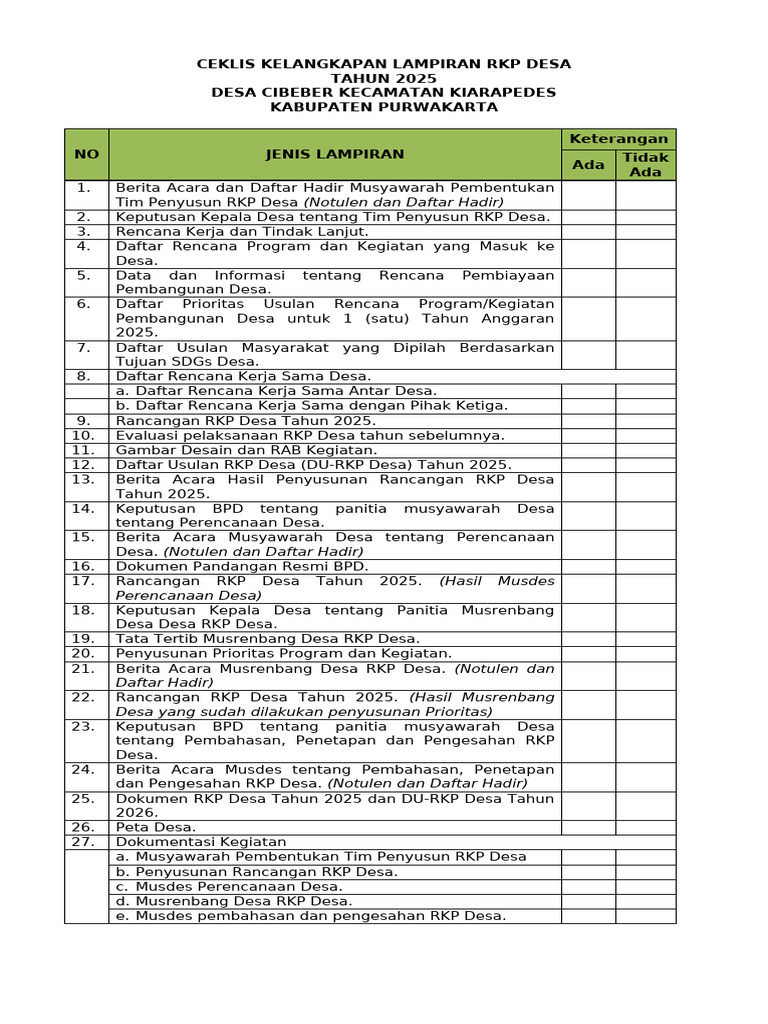 00.1. Dokumen RKP Desa Tahun 2024 | PDF