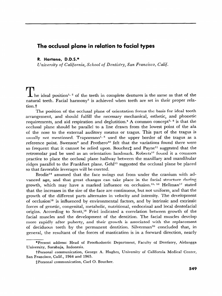 The Occlusal Plane in Relation To Facial Types | PDF | Orthodontics ...