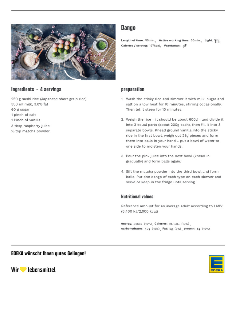 Dango Juice: Ingredients and Recipe | PDF
