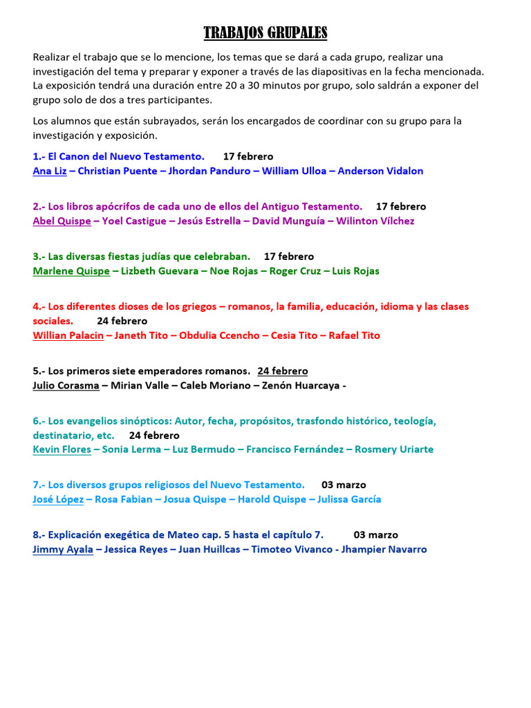 Trabajos Grupales | PDF