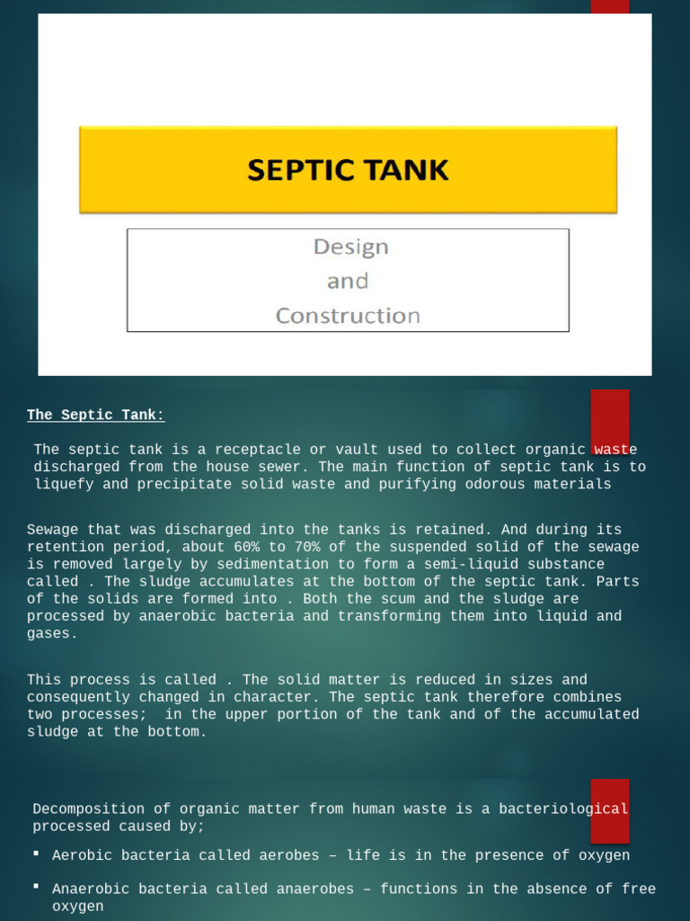 Septic Tank Design and Sizing Guide | PDF | Septic Tank | Sewage