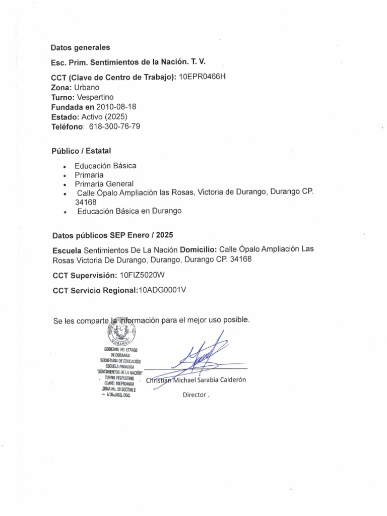 Datos Generales Del CCT | PDF