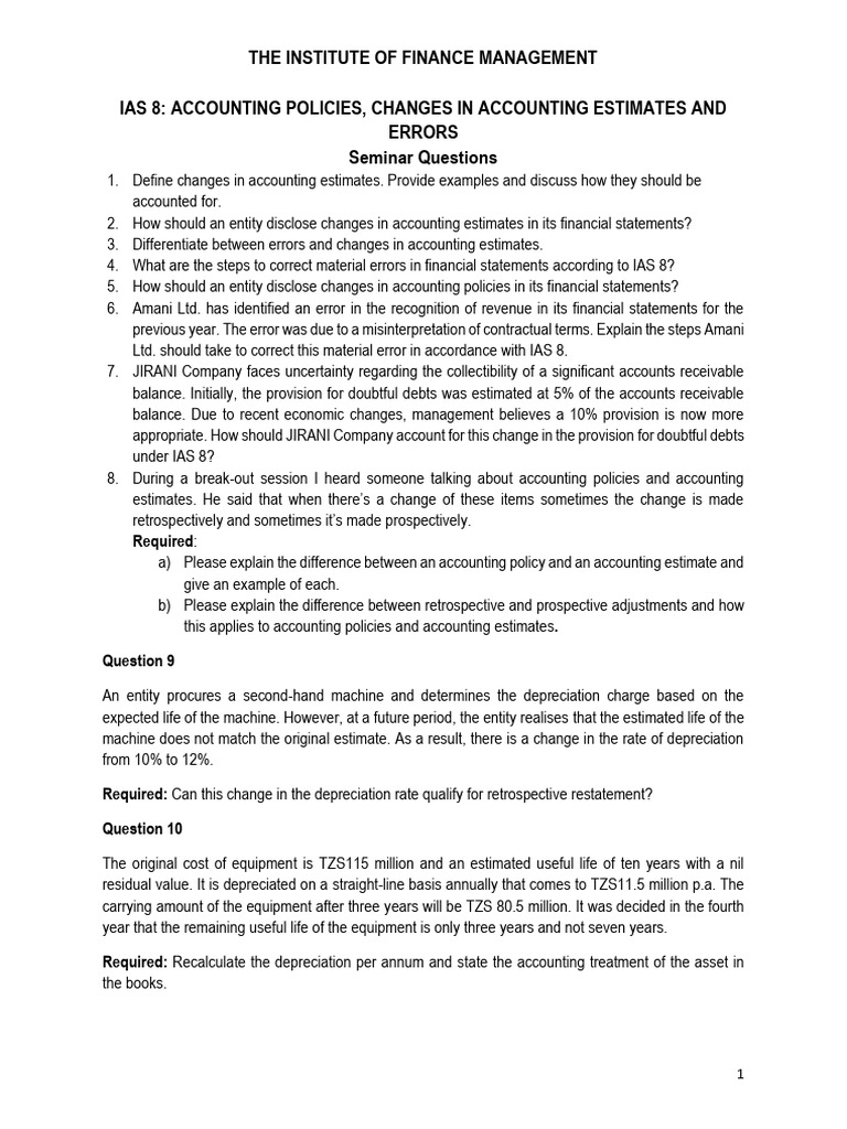 4.1 Tutorial Questions IAS 8 | PDF | Inventory | Retained Earnings