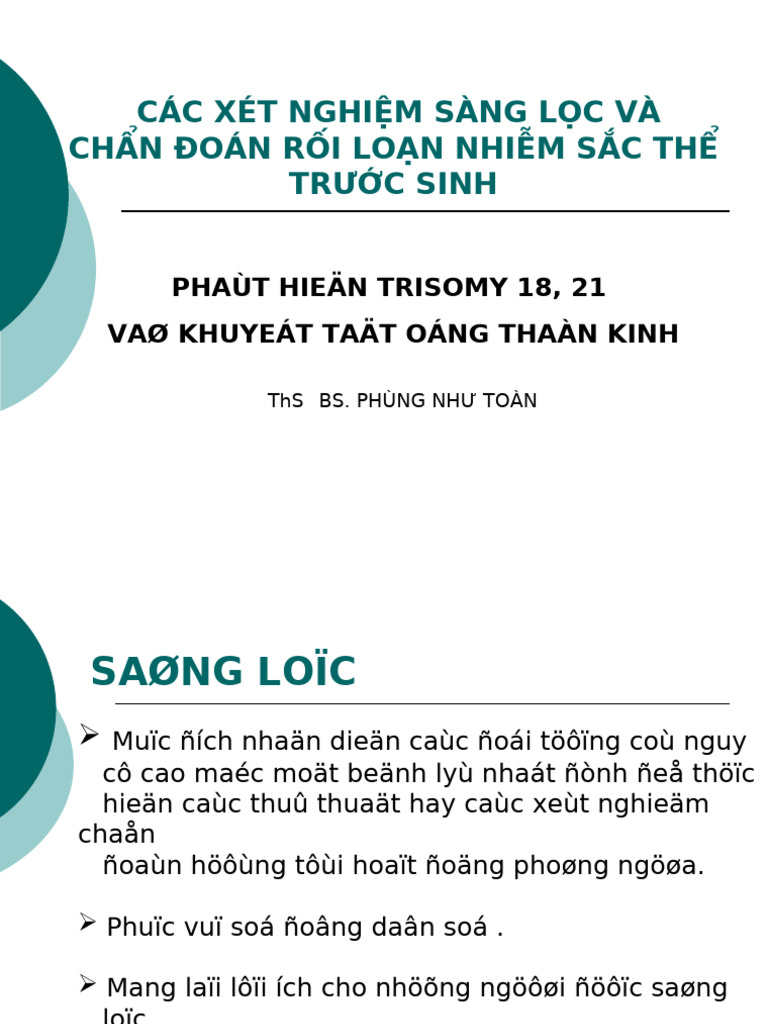 Cac Xet Nghiem Sang Loc Va Chan Doan NST Truoc Sanh DH Y P N T 2010 | PDF