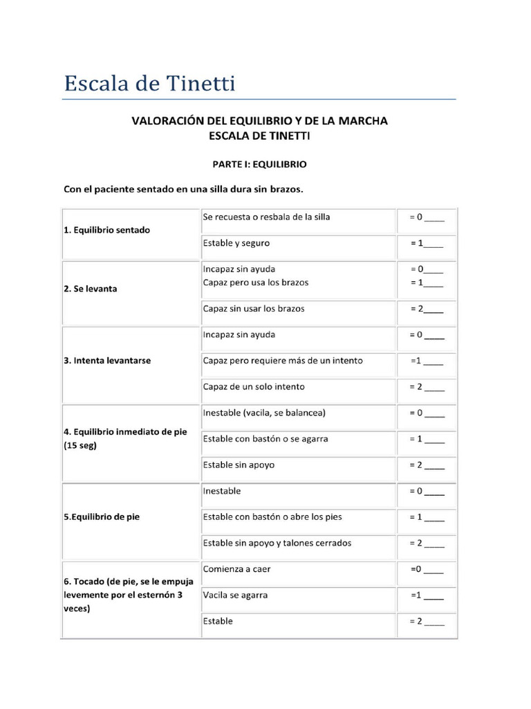 Escala Tinetti | PDF