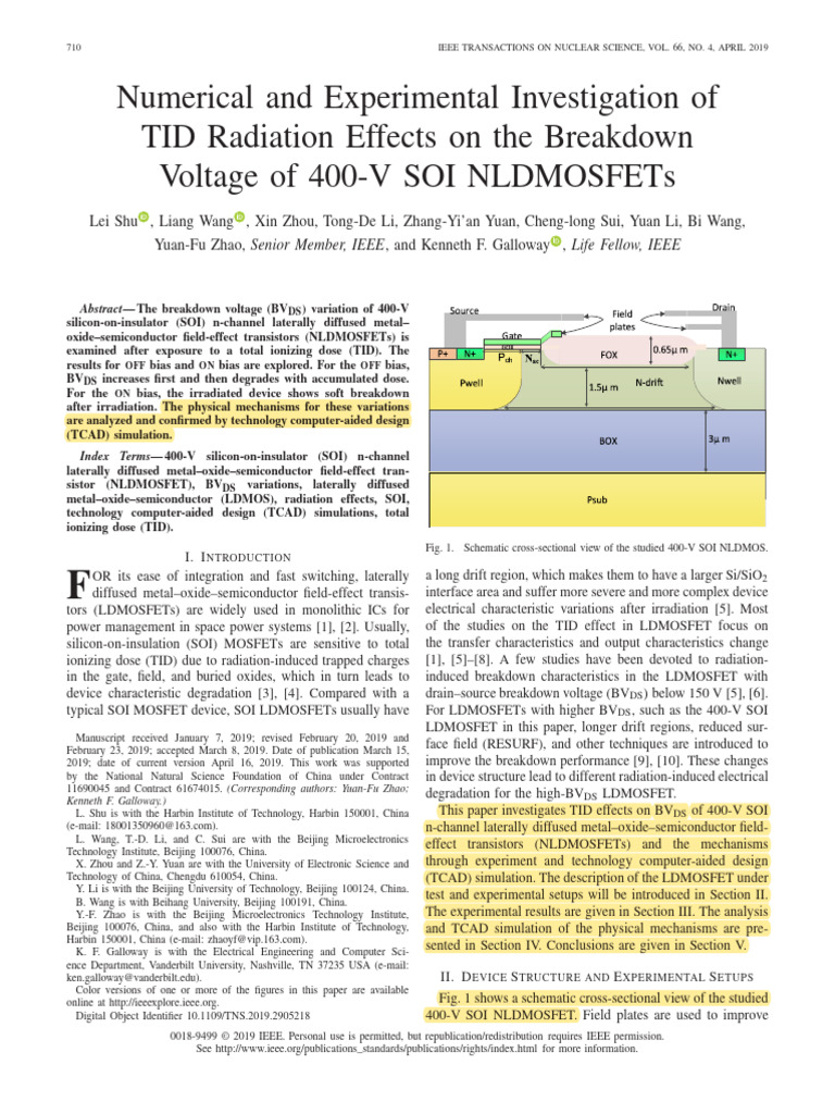 1 - Numerical and Experimental Investigation of TID Radiation Effects ...