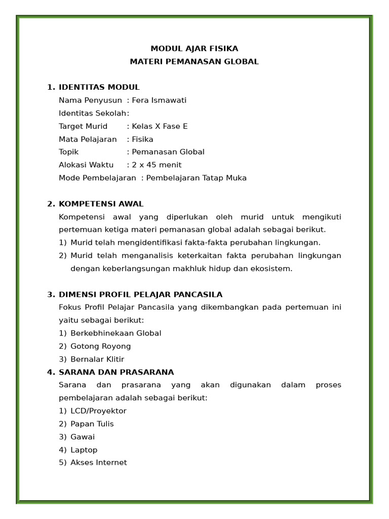 Modul Ajar Pemanasan Global - SKB | PDF