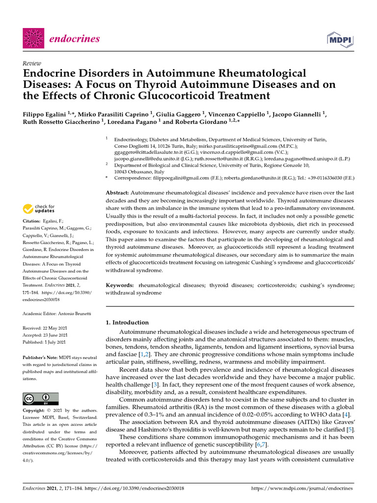 Endocrine Disorders in Autoimmune Rheumatological Diseases | PDF ...