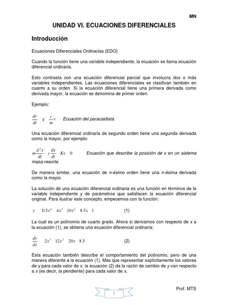 Intro Euler | PDF | Ecuaciones | Ecuaciones diferenciales